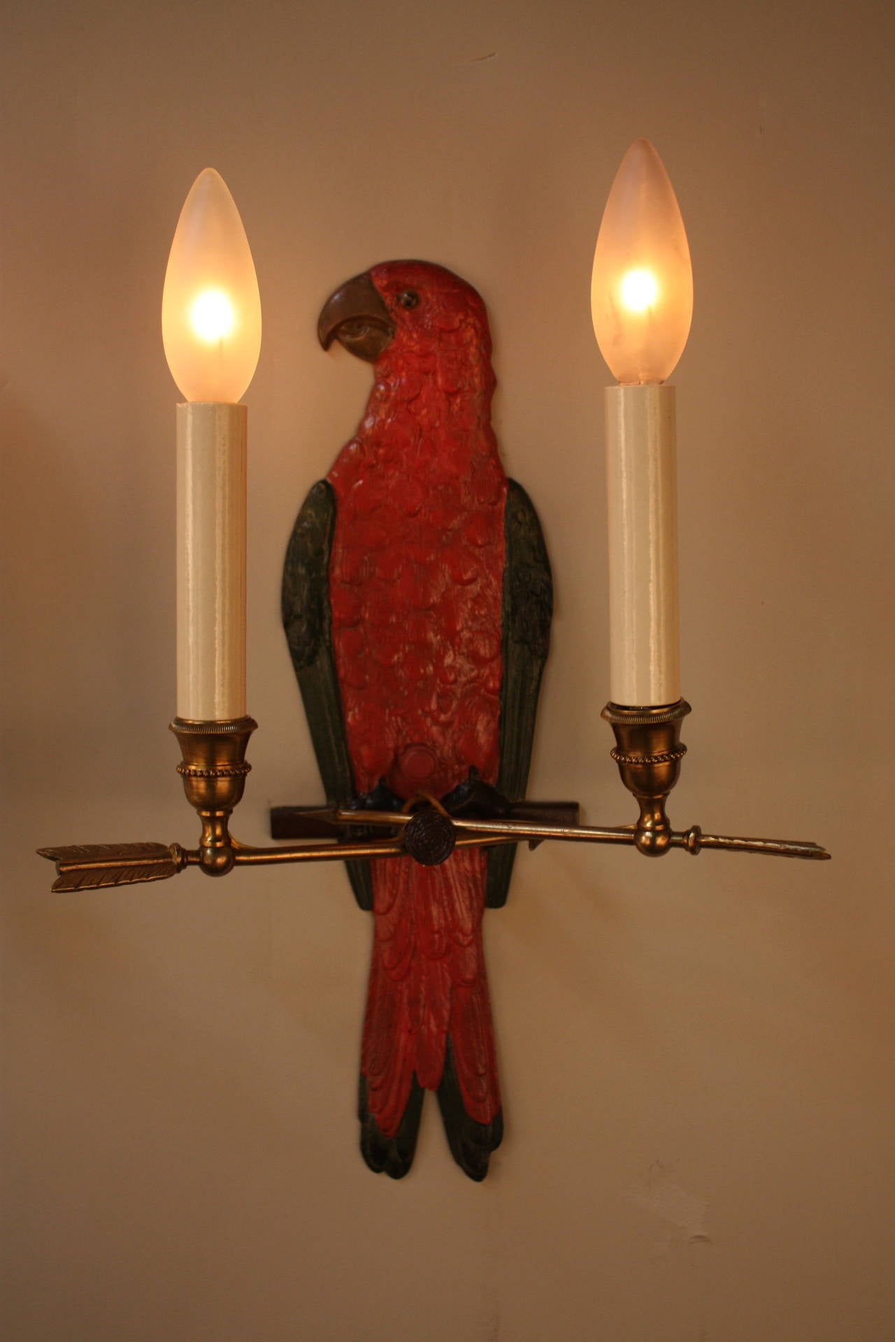 Pair of Bronze Parrot Wall Sconces at 1stDibs