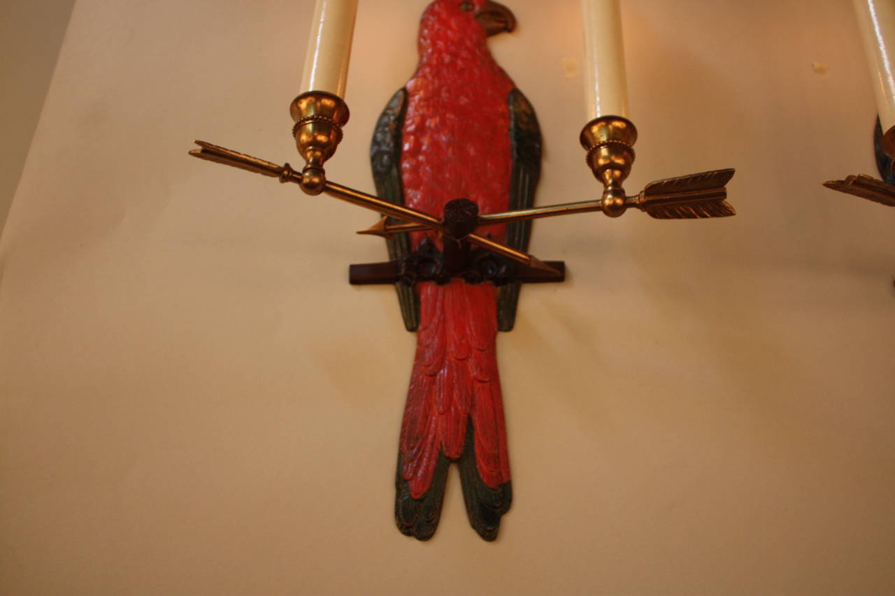 Pair of Bronze Parrot Wall Sconces at 1stDibs