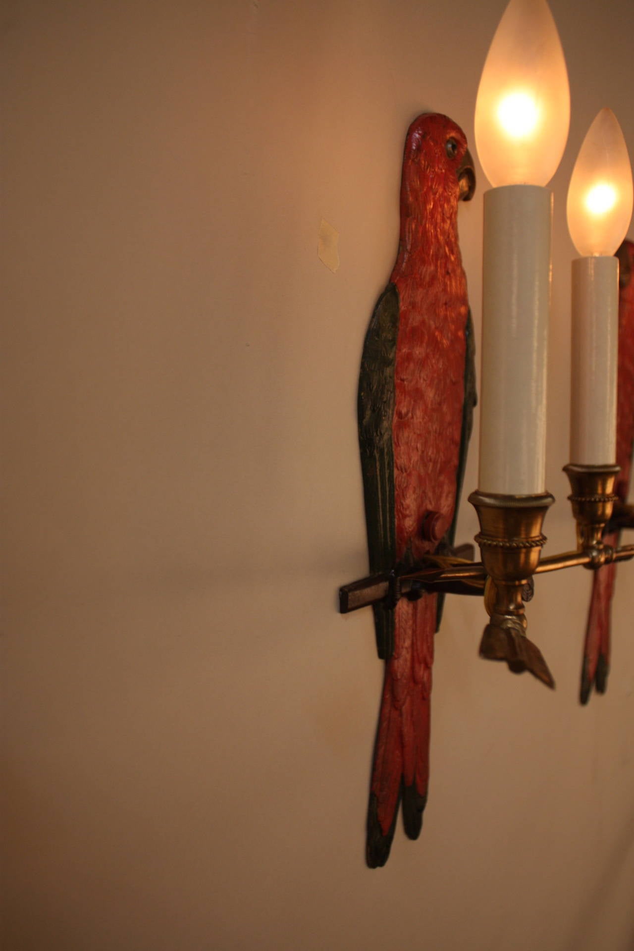 Pair of Bronze Parrot Wall Sconces at 1stDibs