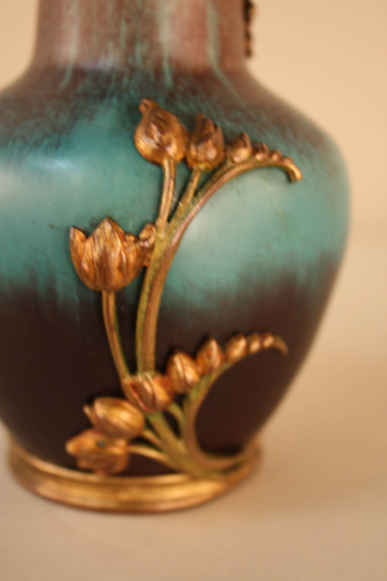 French Art Nouveau Pottery with Bronze Overlay at 1stDibs | bronze pottery