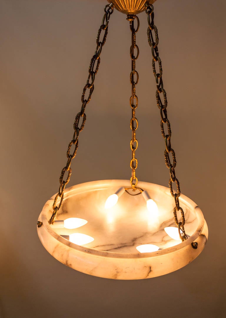 French Alabaster Chandelier at 1stDibs