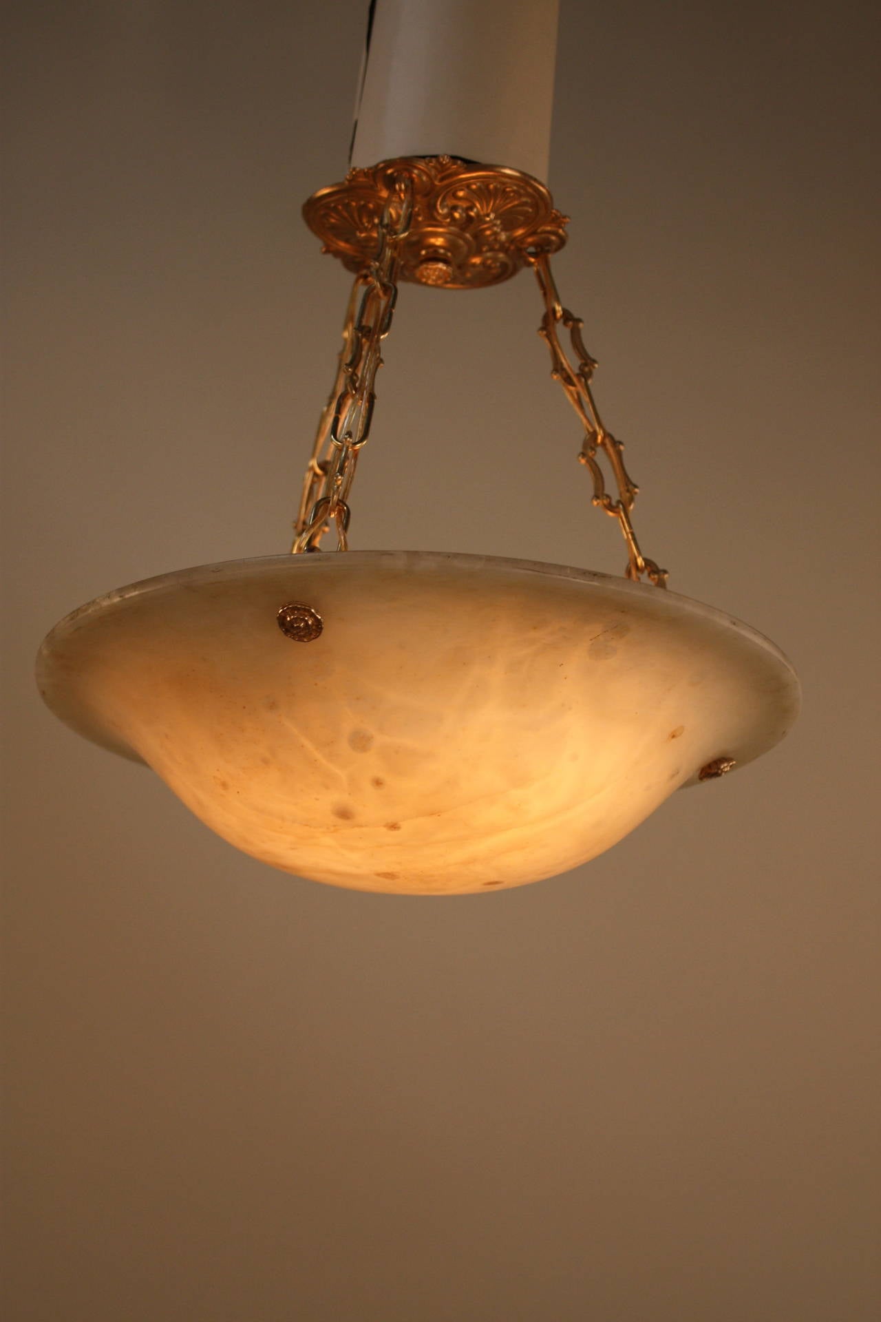 French Alabaster Ceiling Light at 1stDibs