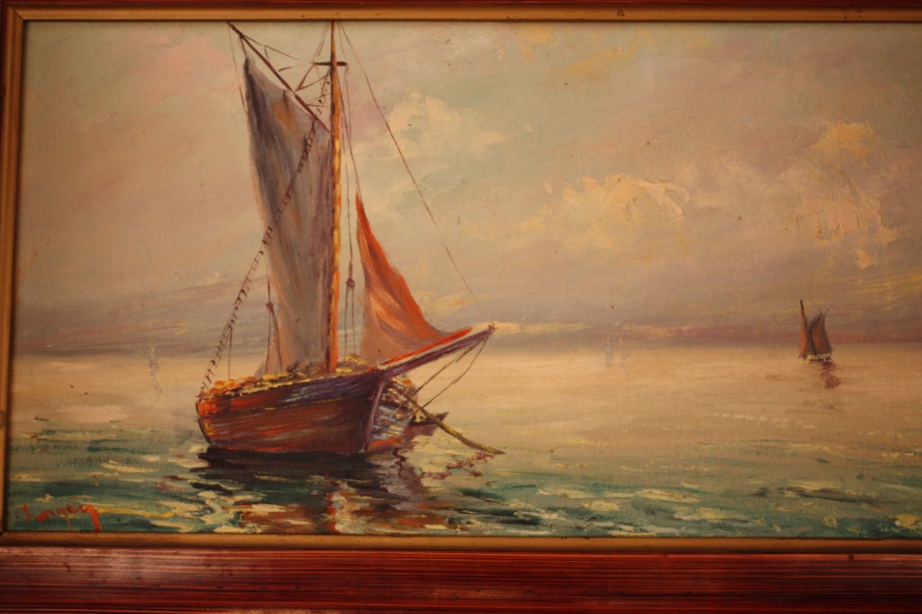 Sailing Boats on the Sea Oil Painting at 1stDibs