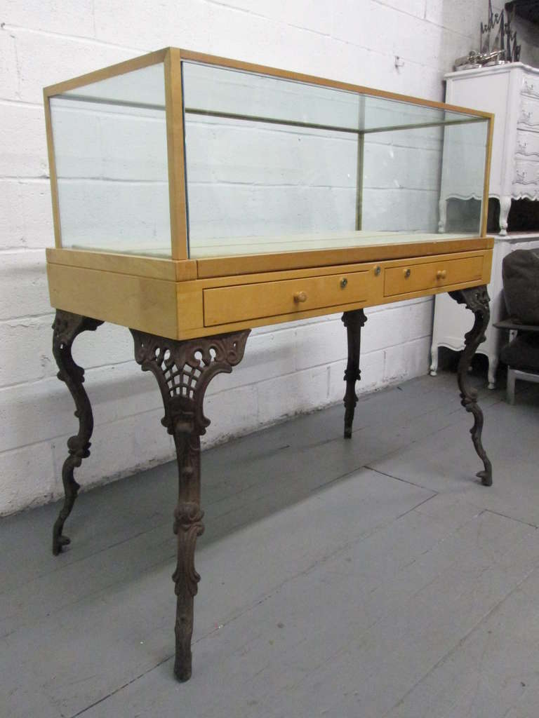 Wrought Iron and Glass Display Cabinet or Showcase at 1stDibs