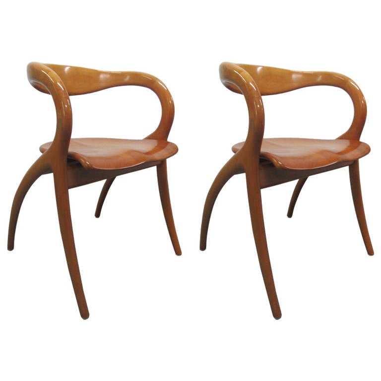 Pair of Italian Sculptural Chairs by A. Sibau at 1stDibs | sibau chairs ...