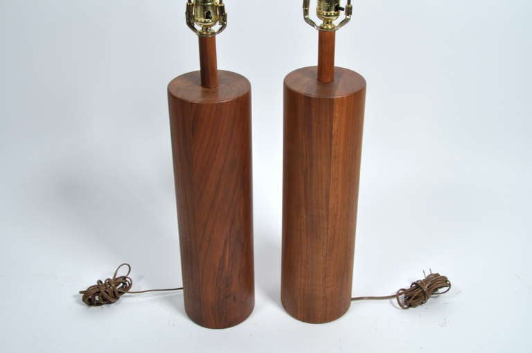 Stunning Martz Solid Walnut Table Lamps for Marshall Studios at 1stDibs