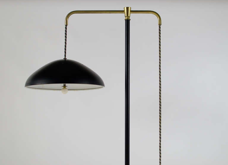 Italian Brass and Enamel Counterweight Floor Lamp at 1stDibs