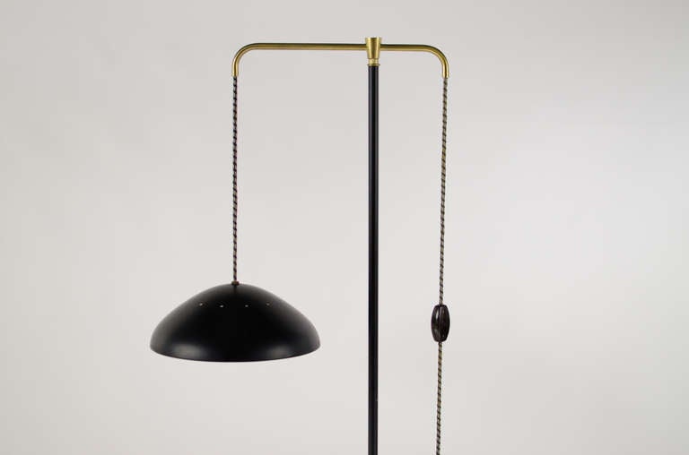 Italian Brass and Enamel Counterweight Floor Lamp at 1stDibs