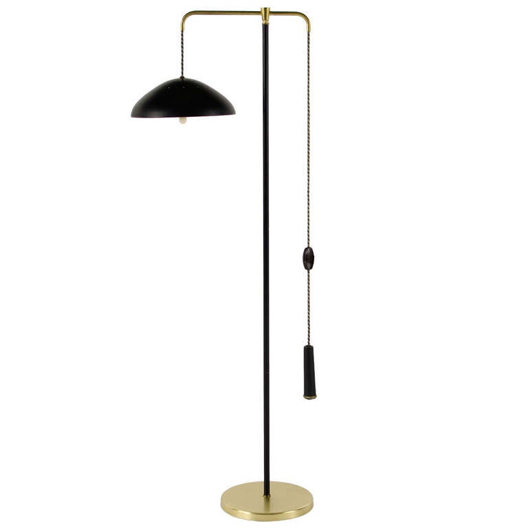 Italian Brass and Enamel Counterweight Floor Lamp at 1stDibs