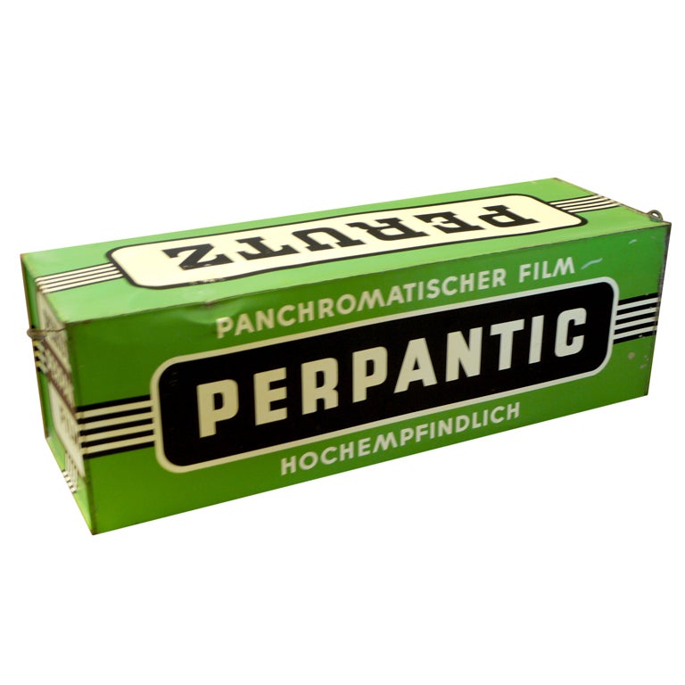 Vintage 29" Tin Advertising B&W Film Perutz Perpantic Trade Sign at 1stDibs