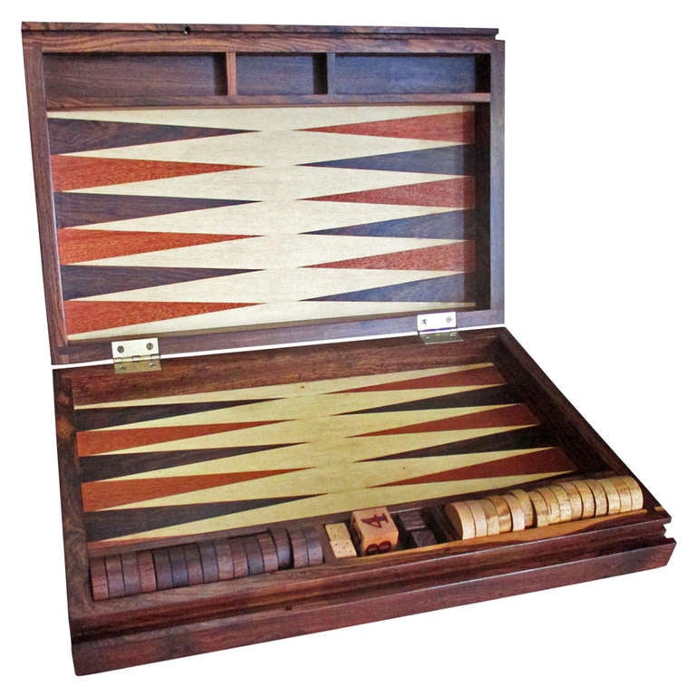 Don Shoemaker Tropical Woods Briefcase Backgammon at 1stDibs