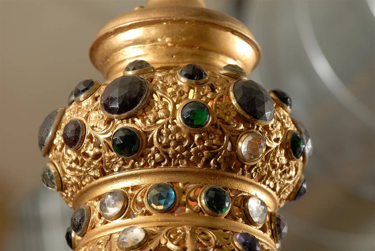 Italian Jeweled and Gilded Crown Pendant For Sale at 1stDibs