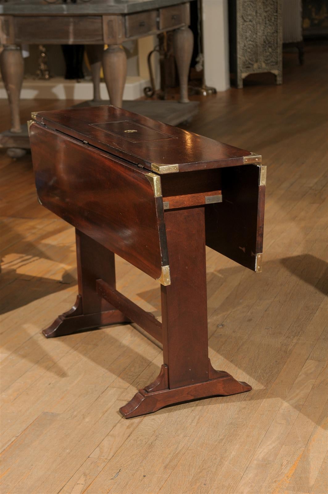 Mahogany Campaign Style Game Table at 1stDibs