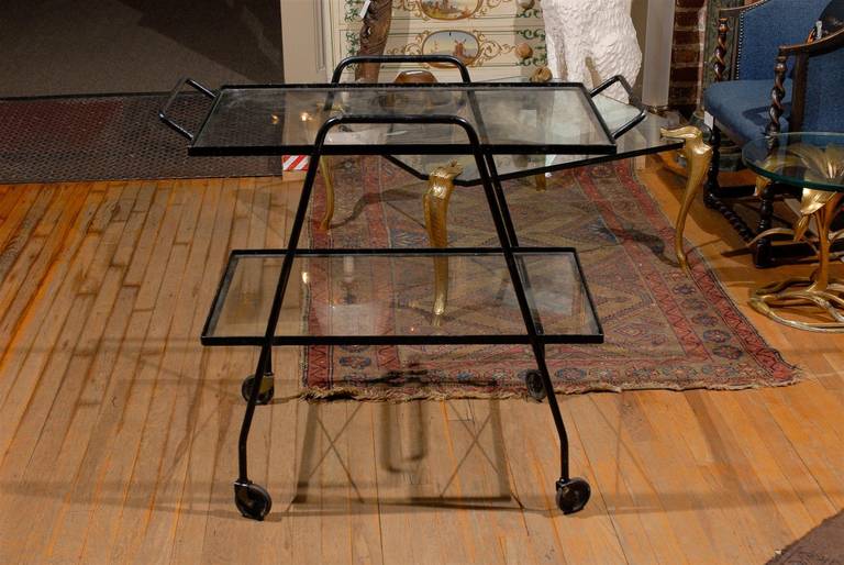 Mid Century Modern Iron Bar Cart at 1stDibs