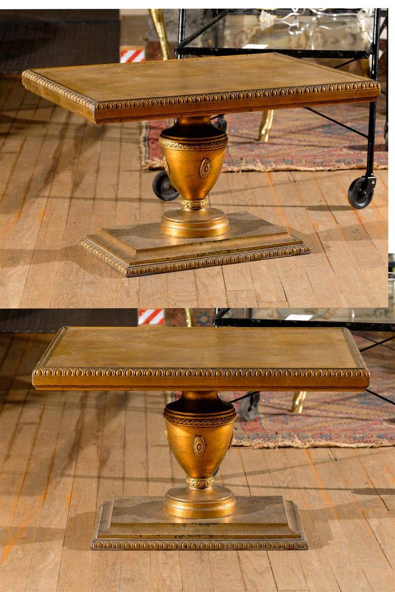 Pair of Hollywood Regency Gold Leaf Side Tables at 1stDibs