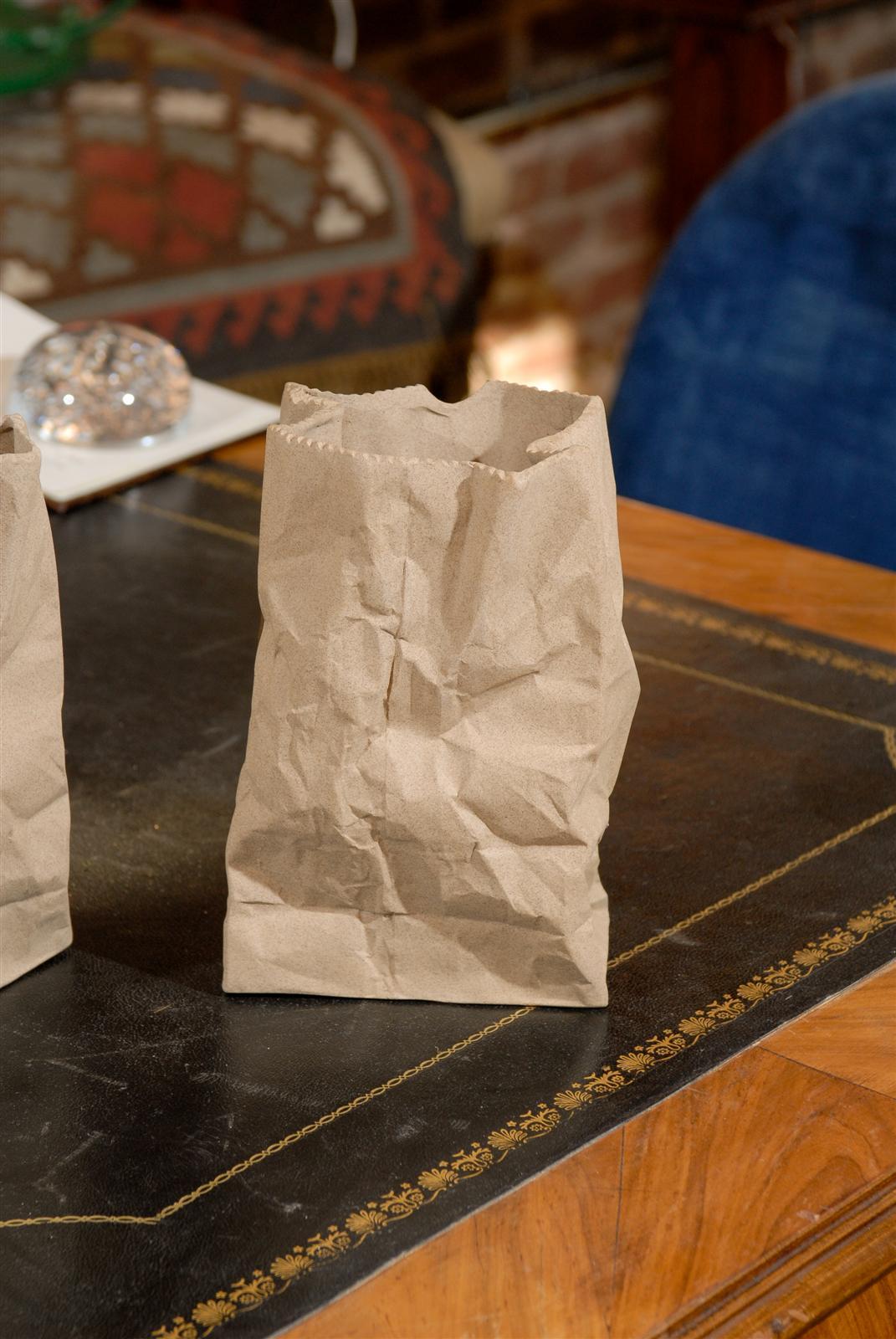Pair of Ceramic Paper Bag Vases at 1stDibs | gearys beverly hills paper ...