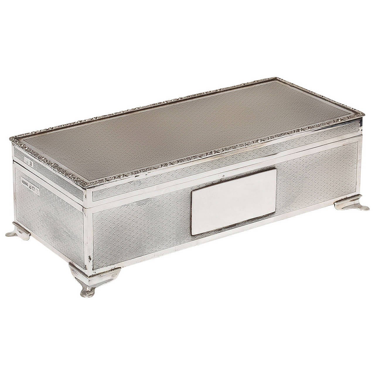 Art Deco Sterling Silver Footed Table Box with Hinged Lid at 1stDibs