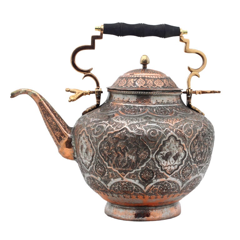 Antique Persian Copper Teapot For Sale at 1stDibs | persian teapot ...