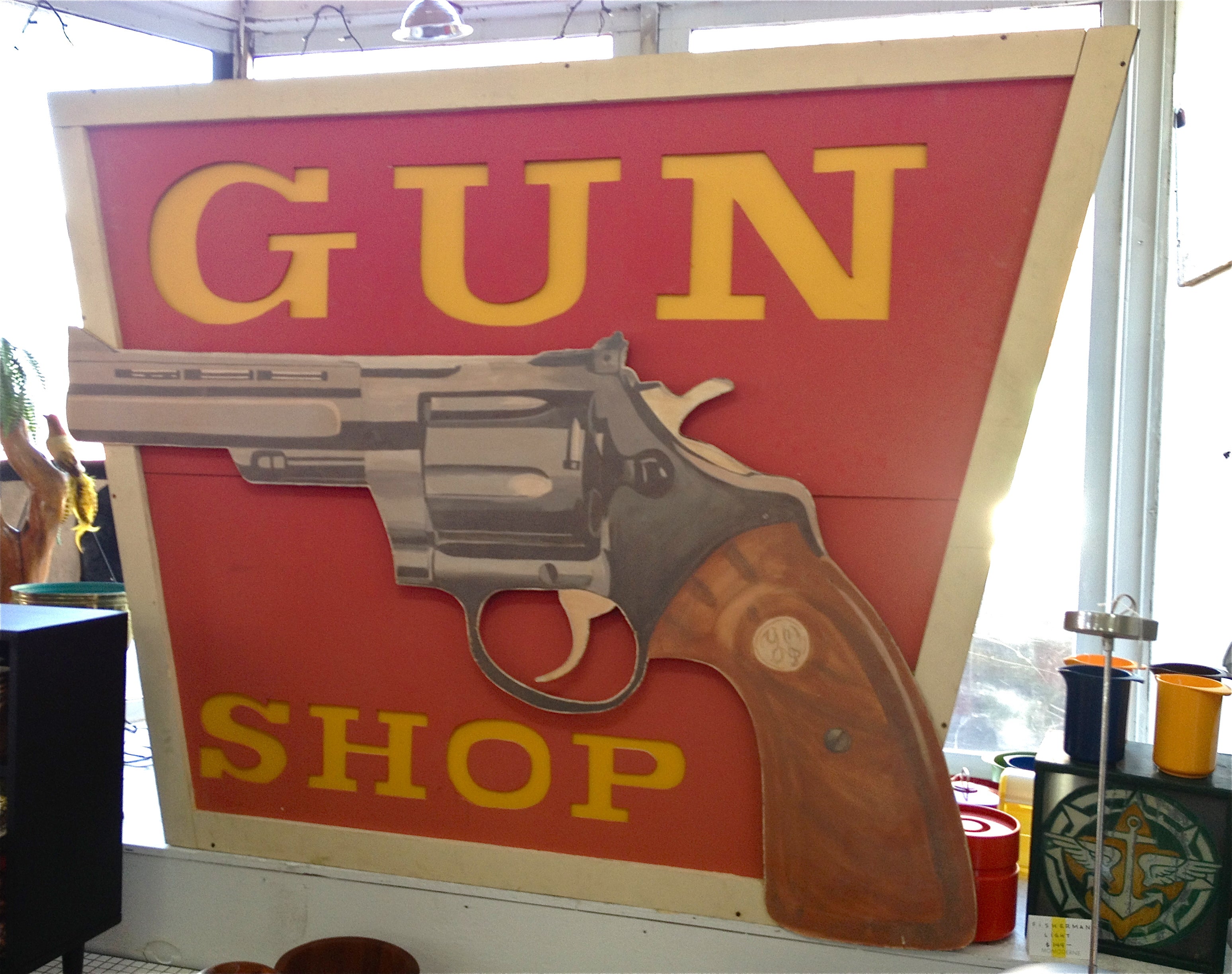 Very Large Vintage Gun Shop Light Up Sign at 1stDibs