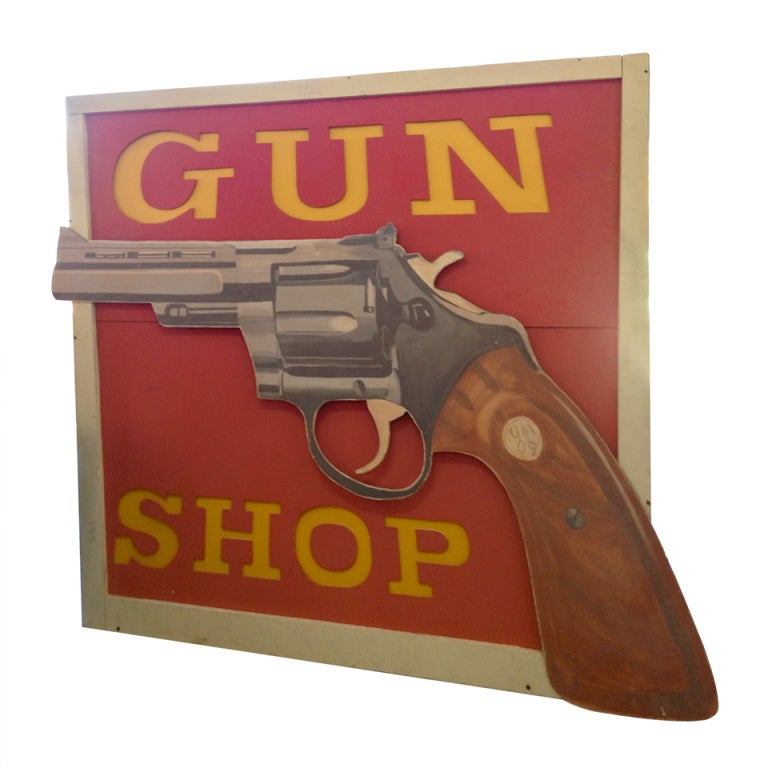 Very Large Vintage Gun Shop Light Up Sign at 1stDibs