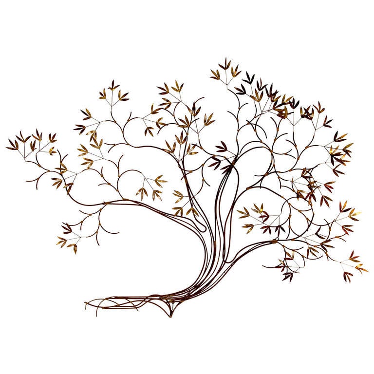 Large Curtis Jere Tree Wall Mounted Sculpture at 1stDibs
