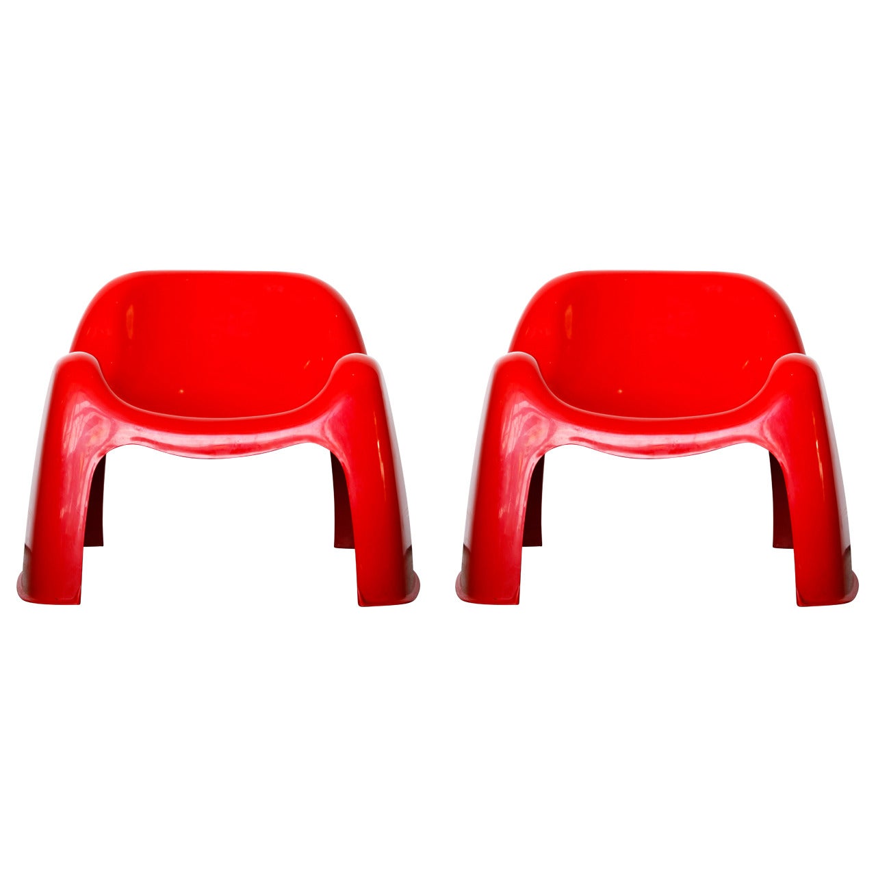 Pair of Mid-Century Modern Red Artemide Milano Toga Armchairs by Sergio ...