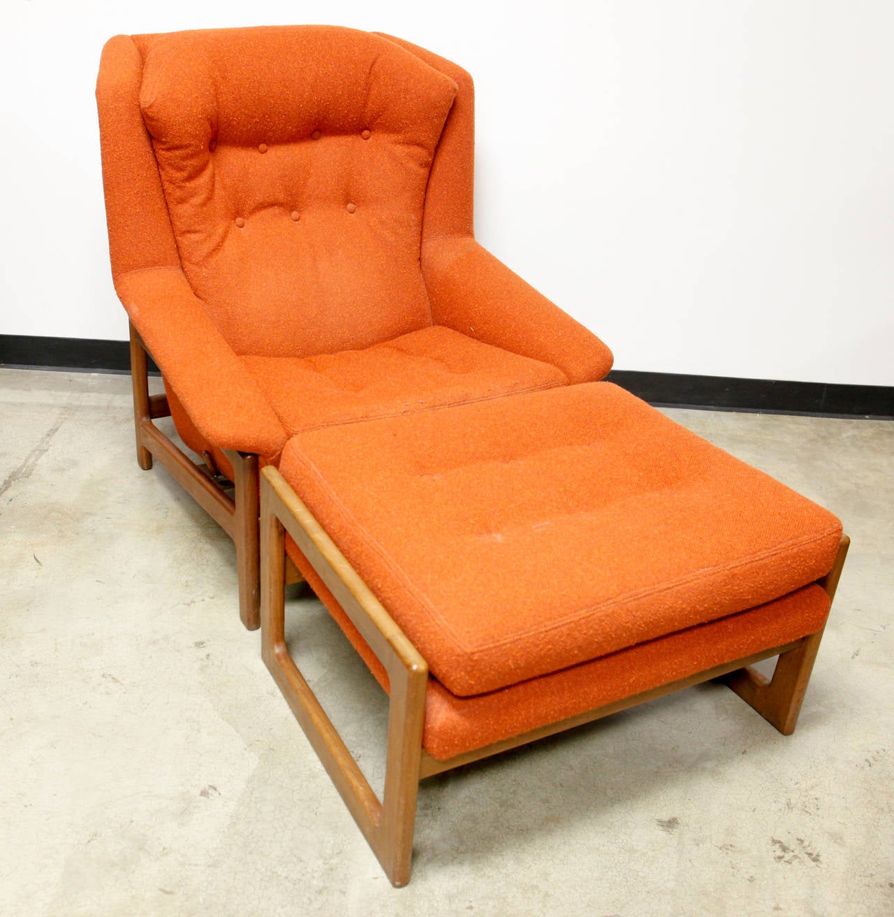 Dramatic Mid-Century Lounge Chair and Ottoman Reclining at 1stDibs