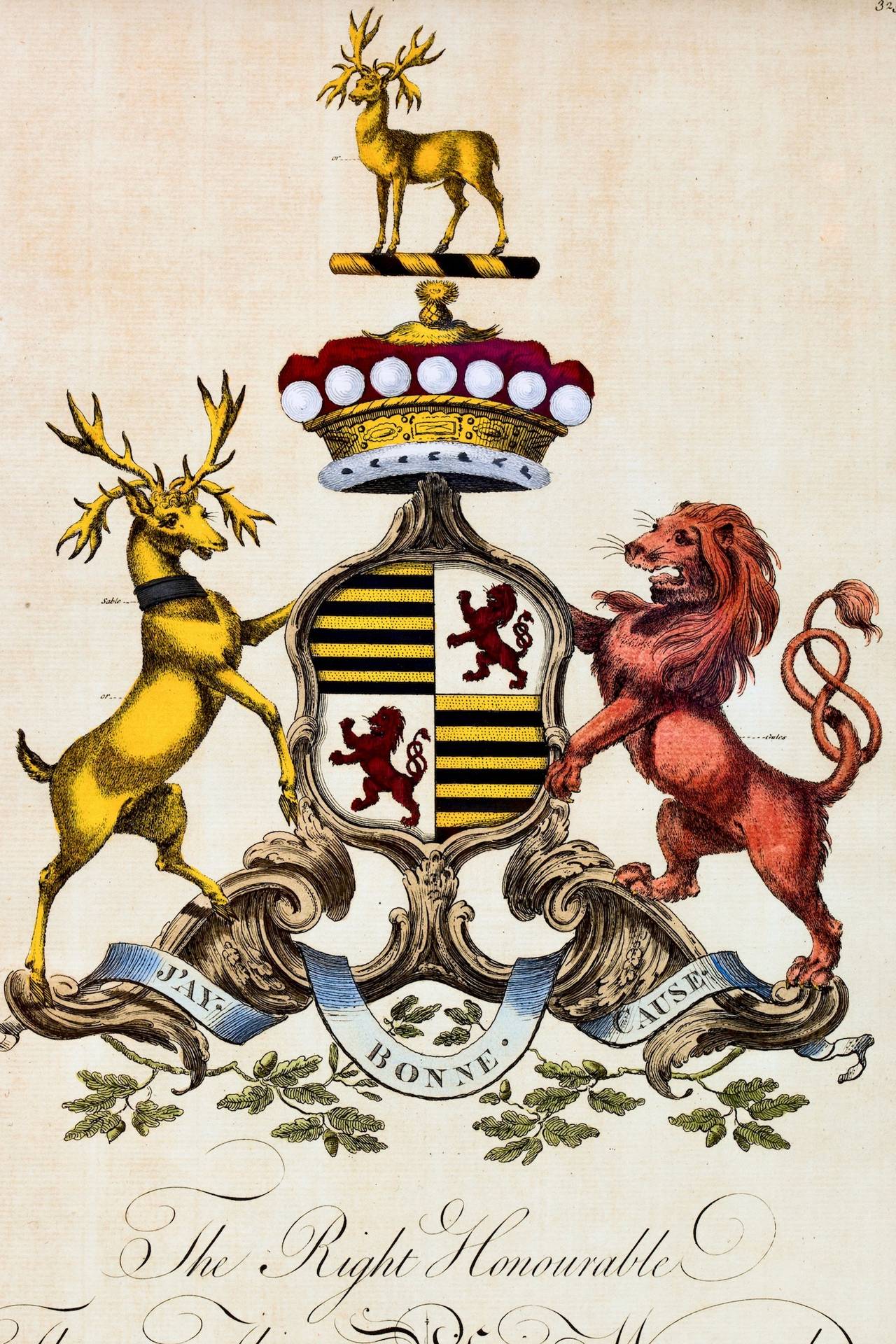 Pair of 18th C English Baron Coat of Arms Heraldry Prints at 1stDibs ...