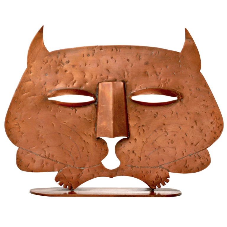 1930's Copper Cat Sculpture by Rodden For Sale at 1stdibs