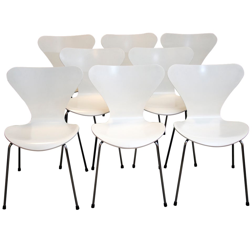 Fritz Hansen Series 7 Chairs - Set of Eight at 1stDibs