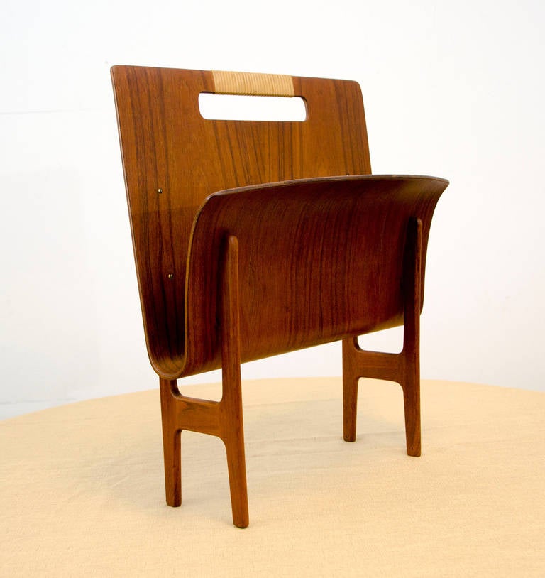 Danish Teak Bentwood Magazine Rack by Ejnar Larsen and Aksel Bender ...