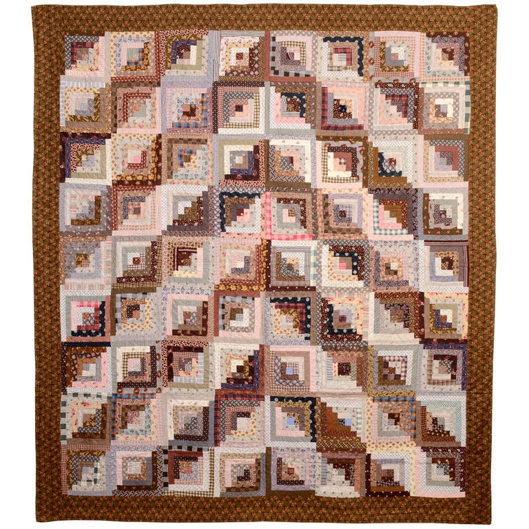 Chevrons Log Cabin Quilt at 1stDibs