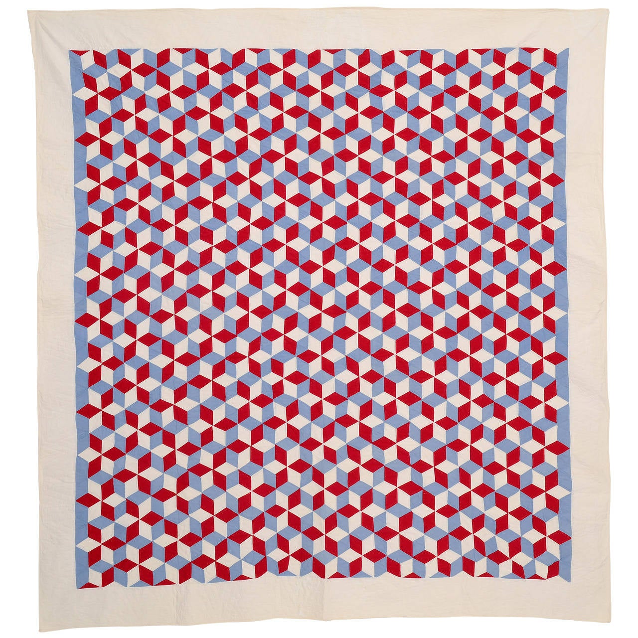 Tumbling Blocks or Stars Quilt at 1stDibs