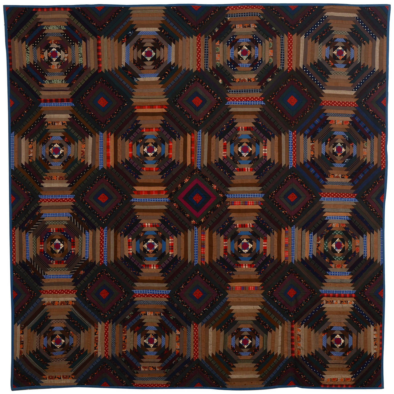 Windmill Blades Log Cabin Quilt at 1stDibs