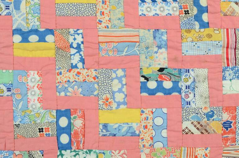 Fence Rail Log Cabin Quilt at 1stDibs | log cabin fence