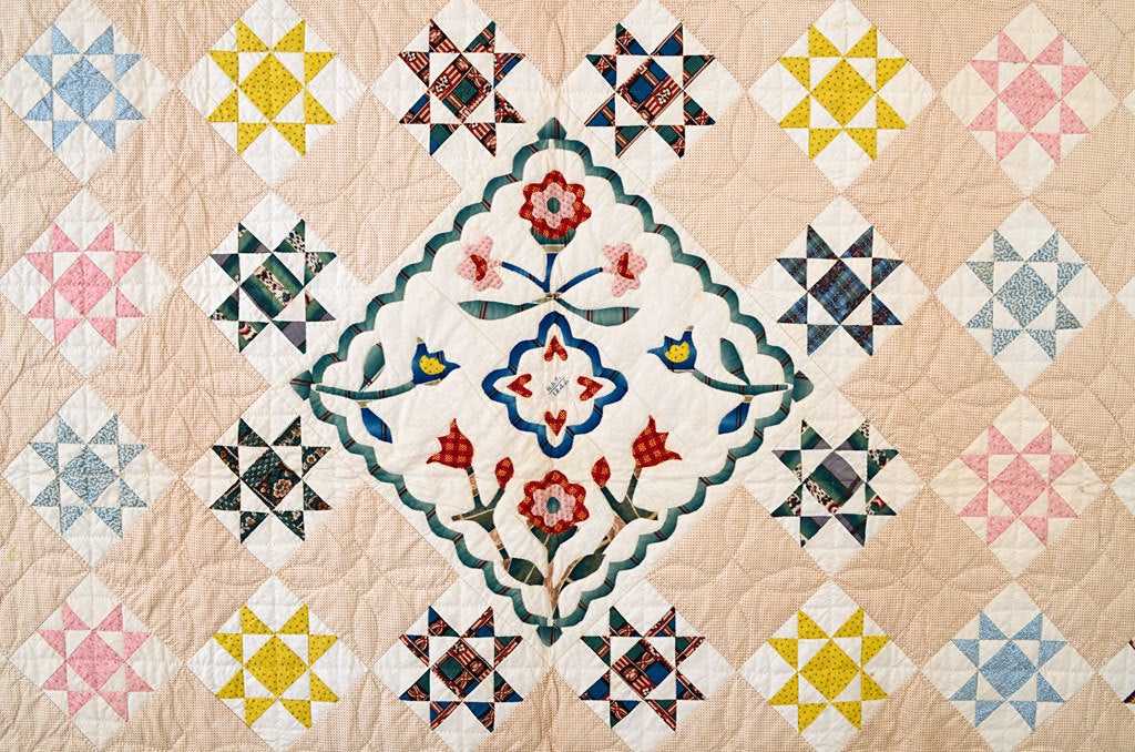 Variable Stars and Applique Quilt at 1stDibs