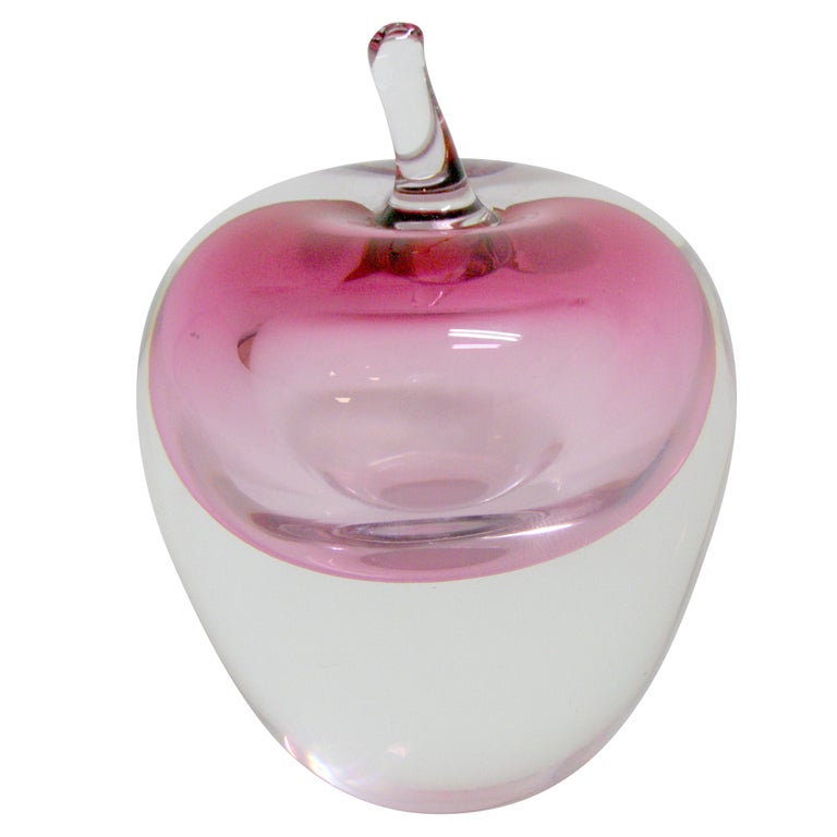 Signed Glass Apple Paperweight For Sale at 1stDibs