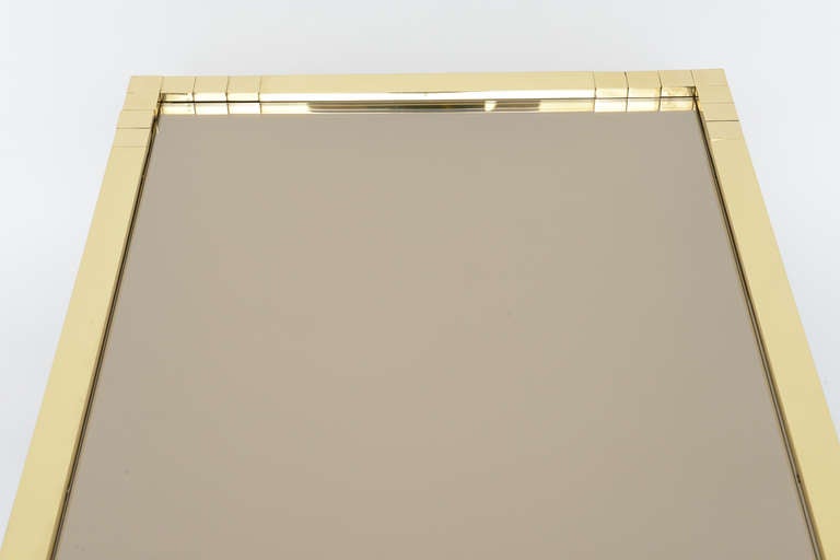 Brass Skyscraper Cocktail Table with Recessed Bronze Mirror Top at 1stDibs