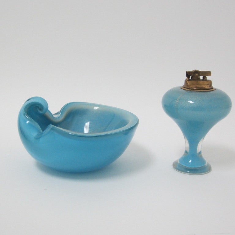 Alfredo Barbini Hand Blown Murano Glass Two Part Smoke Set at 1stDibs