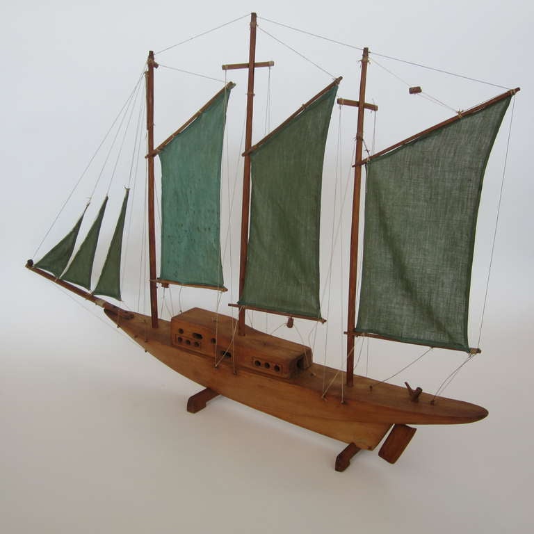 Vintage Wooden Sailing Ship Model at 1stdibs