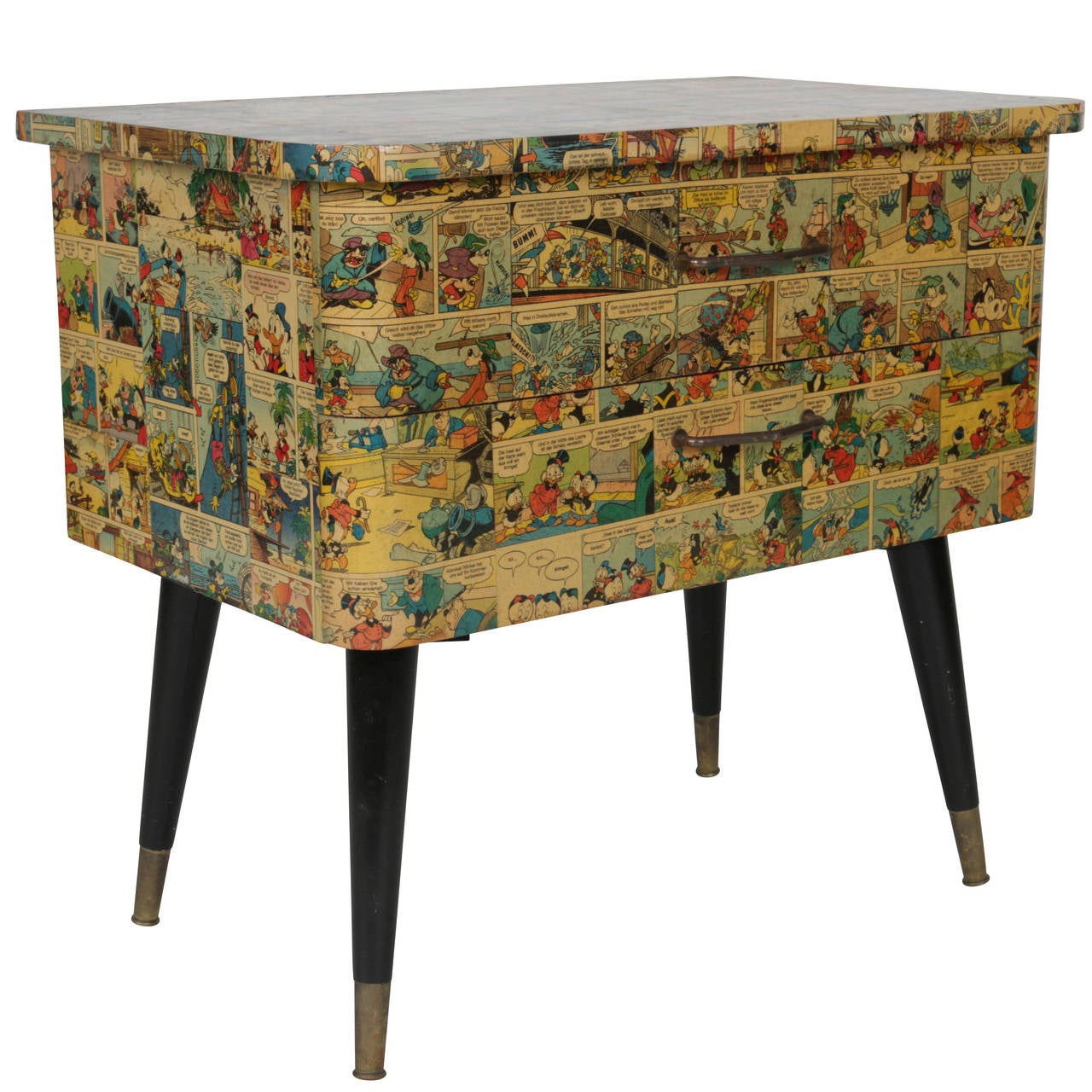 1950s Two-Drawer Chest in Decoupaged German Walt Disney Cartoon Paper ...