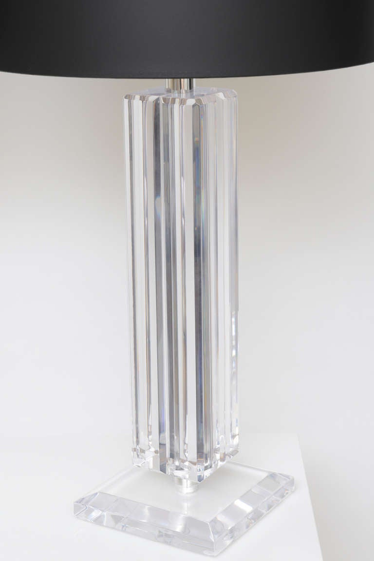 Pair of Shirley Ritts Lucite Column Lamps at 1stDibs