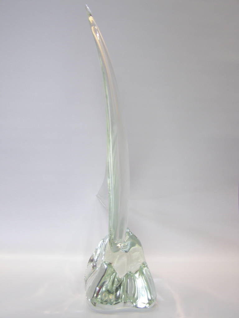 Large Handblown Murano Glass Ship Sculpture on Heavy Glass Base at ...
