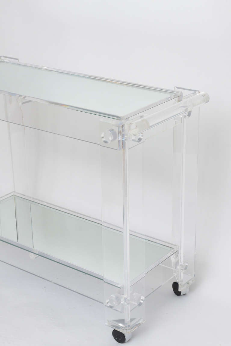 Lucite and Mirror Ghost Bar Cart at 1stDibs