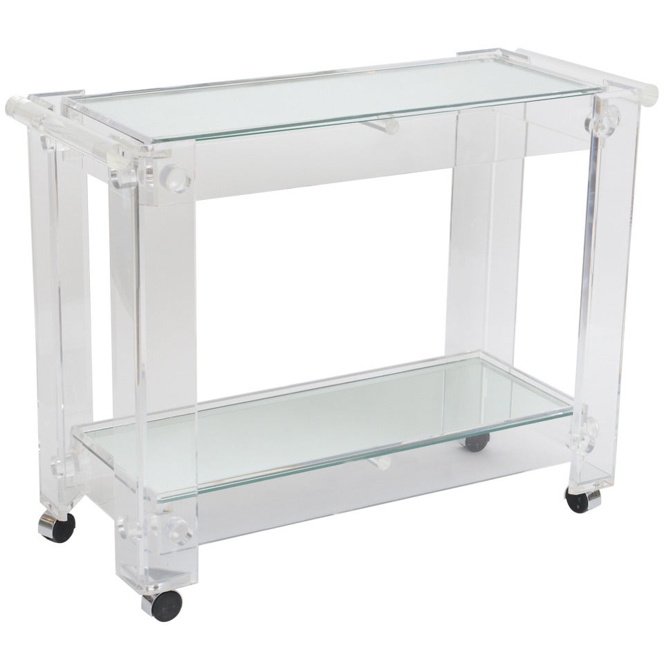 Lucite and Mirror Ghost Bar Cart at 1stDibs