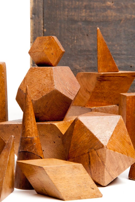 Wooden Box With Inside 51 Solid Wood Geometric Models For Teachi at 1stDibs