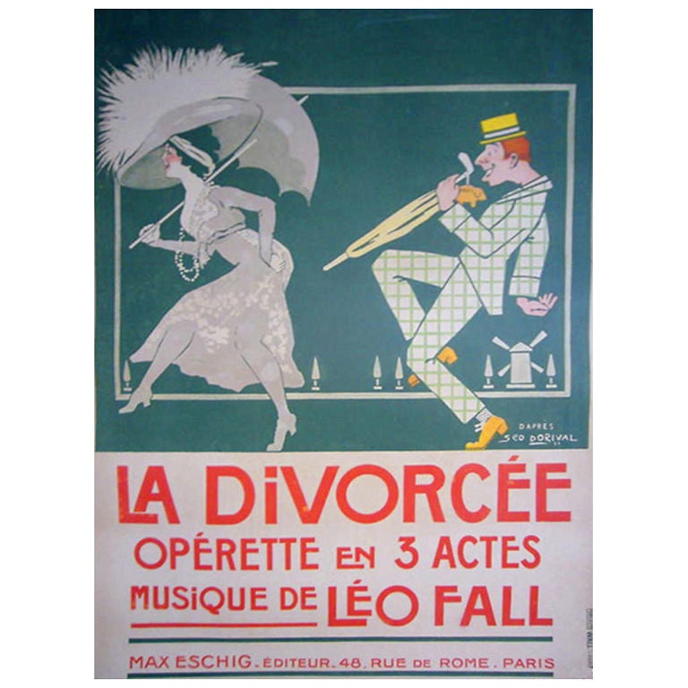 Original 1900s Operetta Poster - La Divorcee For Sale at 1stDibs