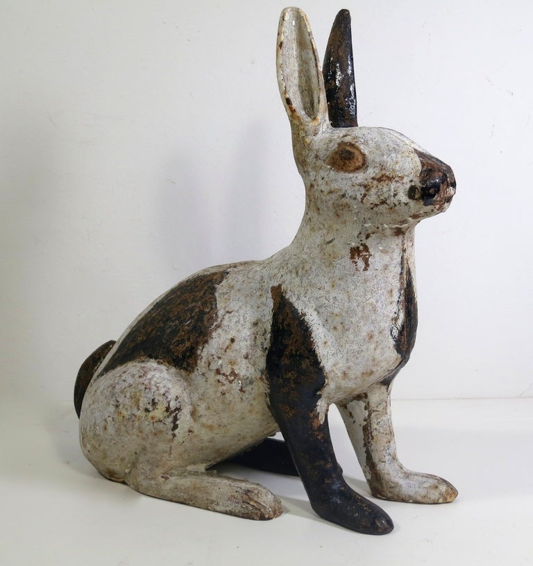 Whimsically Painted Iron Rabbit at 1stDibs