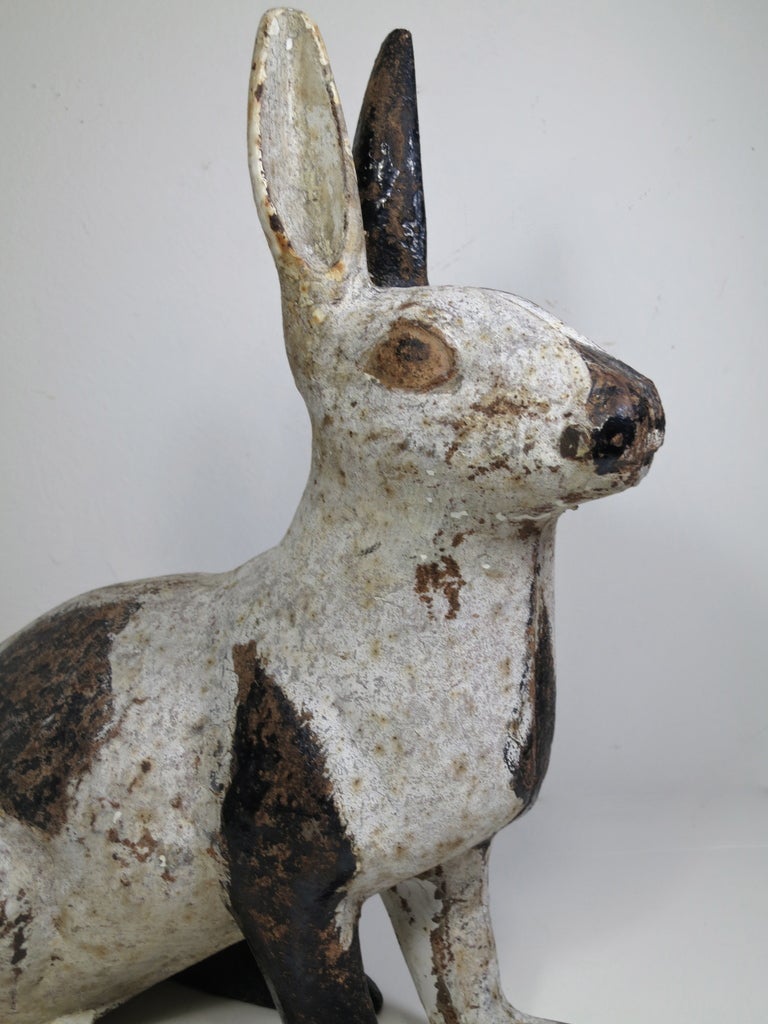 Whimsically Painted Iron Rabbit at 1stDibs
