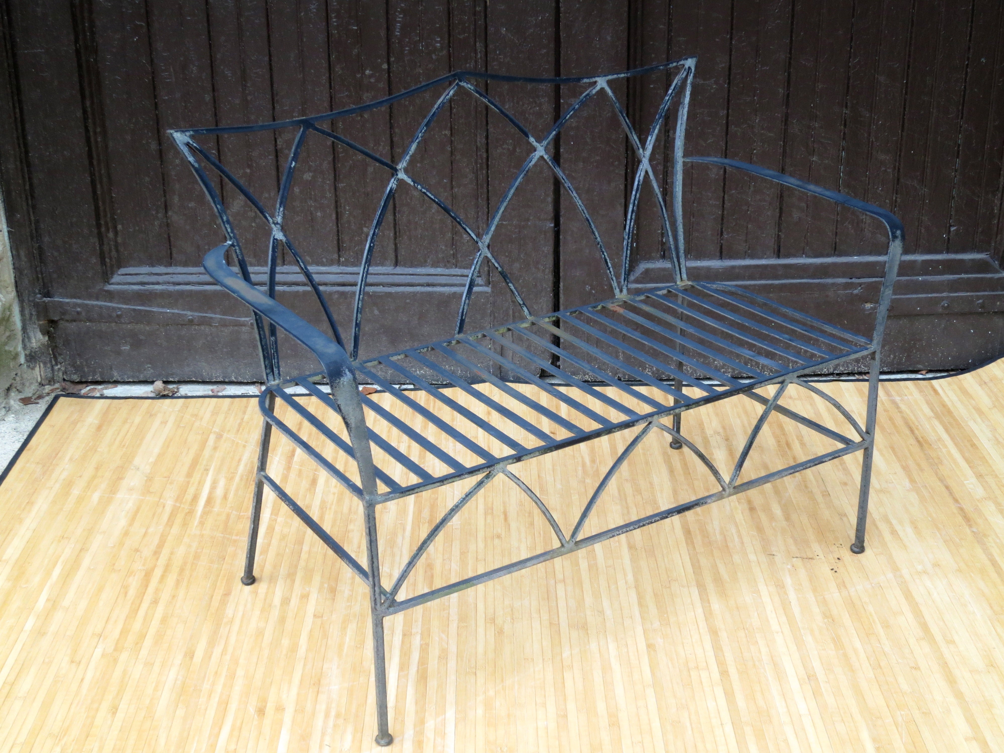 Wrought Iron Bench at 1stDibs